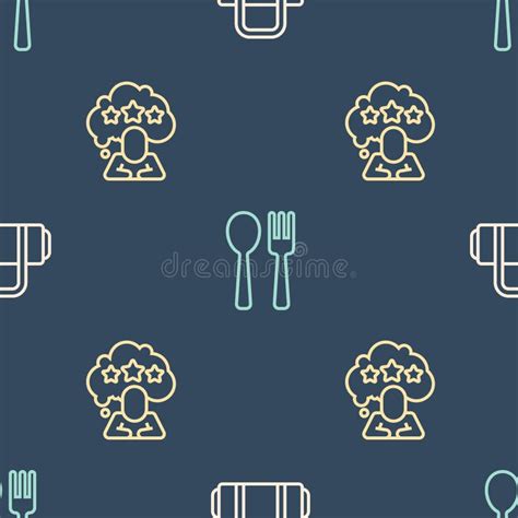 Set Line Suitcase Five Stars Rating Review And Fork And Spoon On