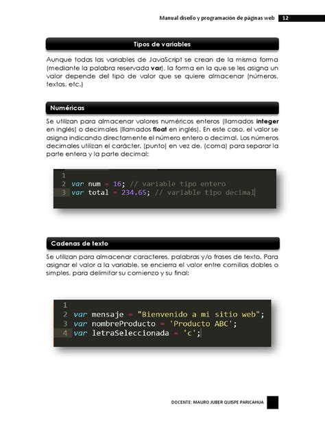 Tipos De Variables Pdf Cadena Informática Red Mundial