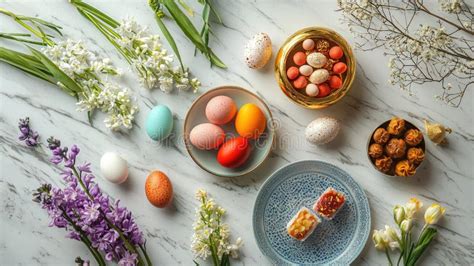 Stylish Nowruz Haft Sin Celebration With Vibrant Eggs And Fresh Flowers