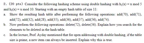 Solved Pts Consider The Following Hashing Scheme Chegg
