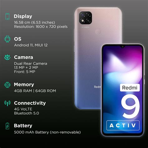 Buy Redmi 9 Activ 4GB RAM 64GB Metallic Purple Online Croma
