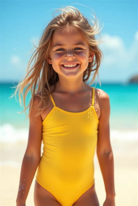 Young Girl In Swimsuit Seaart Ai