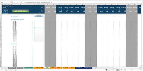 Daily Financial Liquidity Projection Excel Model Template Excel XLS
