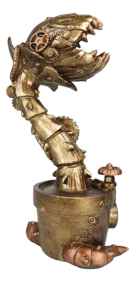Geared Clockwork Vintage Steampunk Cyborg Venus Flytrap Plant In Pot F Ebros T