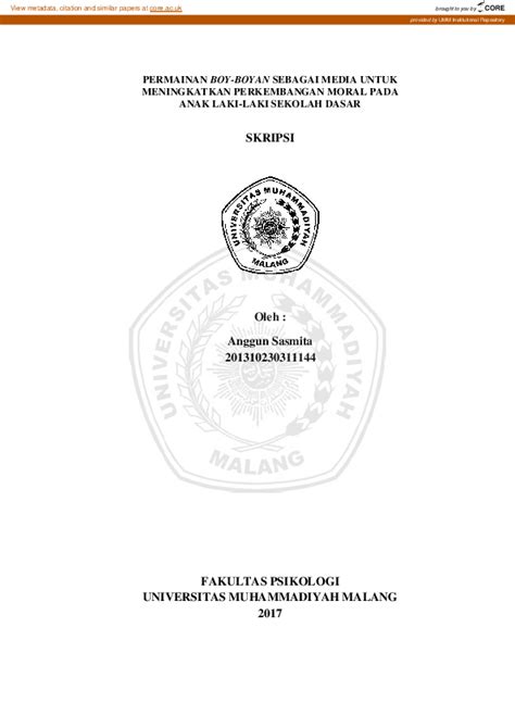 Pdf Permainan Boy Boyan Sebagai Media Untuk Meningkatkan Perkembangan