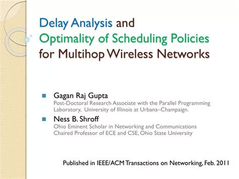 Ppt Delay Analysis And Optimality Of Scheduling Policies For Multihop