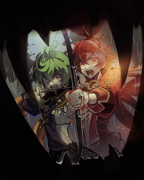 Amber And Collei Genshin Impact Drawn By Sabi11riw Danbooru