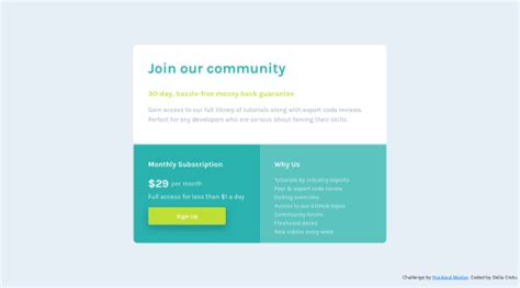 Frontend Mentor Single Price Grid Component Using Css Flexbox And Grid Layouts Coding