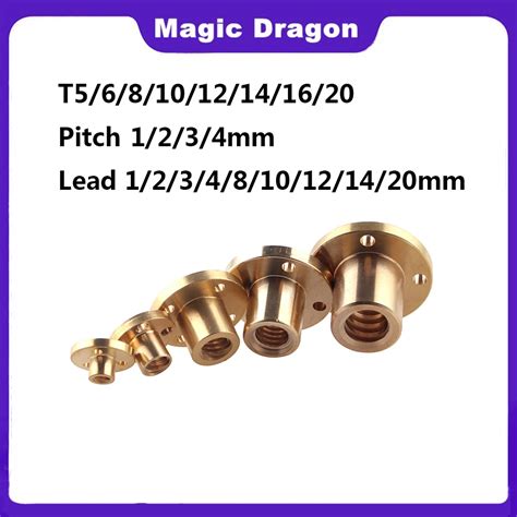 T5 T6 T8 T10 T12 T14 T20 리드 스크류 너트 피치 12mm 리드 1234810mm12mm14mm