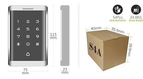 Keypad Pengontrol Akses Pintu Kartu RFID IP68 Tahan Air Sistem Kontrol Akses Cerdas S4a
