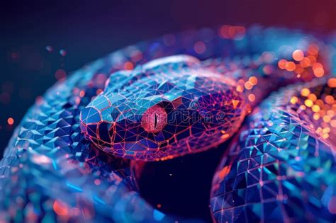 Digital Glowing Snake Of 3d Triangular Polygons Stock Image Image Of
