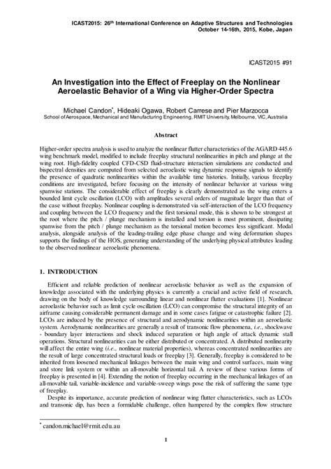 Pdf An Investigation Into The Effect Of Freeplay On The Nonlinear Aeroelastic Behavior Of A
