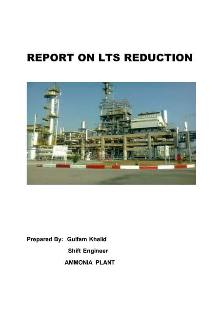 Report On Low Temperature Shift Converter Catalyst Reduction Docx