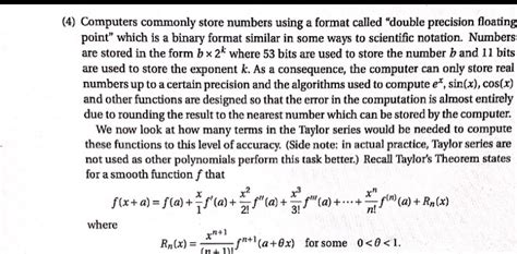 Solved 4 Computers Commonly Store Numbers Using A Format