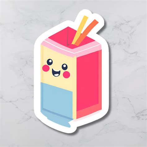 Kawaii Juice Box Cute Juice Box Sticker Etsy