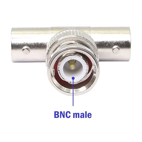 Pngknyocn Bnc T Type Splitter，bnc Male To Dual Female Coax Adapter