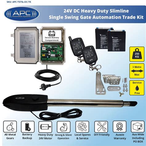 Heavy Duty Slimline Stainless Steel Telescopic Linear Actuator Kit Single Swing Gate Opener