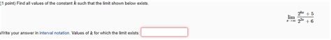 solved 1 point find all values of the constant k such that