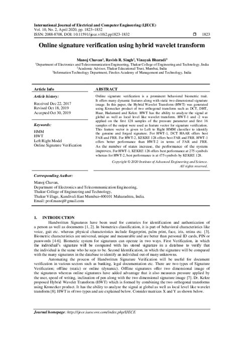 Pdf Online Signature Verification Using Hybrid Wavelet Transform