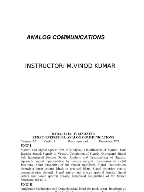 Introduction Analog Communication Pdf Communications System Modulation