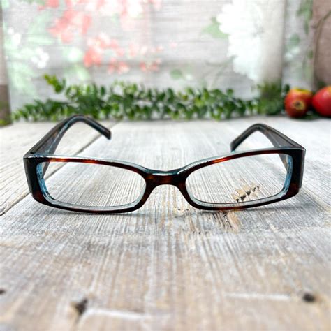Tortoise And Blue Rectangle Eyeglass Frames 90s Vintage Unisex Eyewear