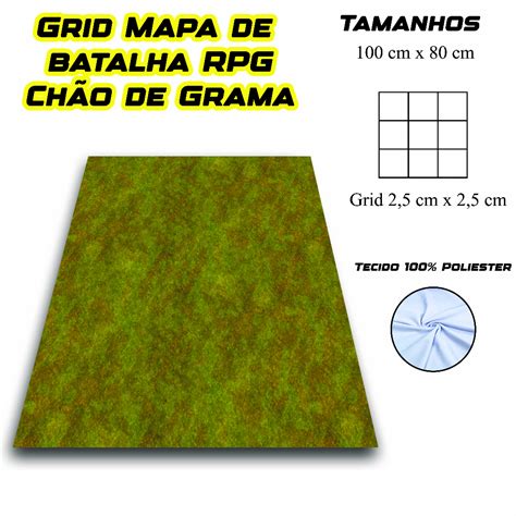 Grid Mapa De Batalha RPG Em Tecido Dungeon And Dragons Modelo Campo Verde Tamanho Gigante
