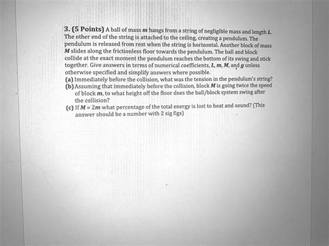 Solved 3 5 Points A Ball Of Mass M Hangs From A String Of