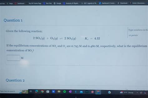 Solved Given the following reaction: | Chegg.com