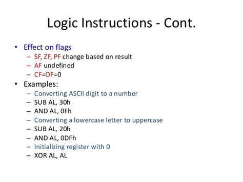 Arithmetic And Logical Instructions Set