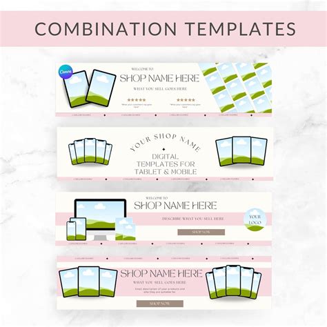 Etsy Shop Banner Templates Canva Editable Bundle Mrr Included Etsy