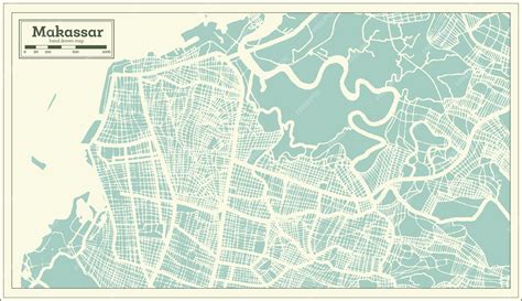 Premium Vector Makassar Indonesia City Map In Retro Style Outline
