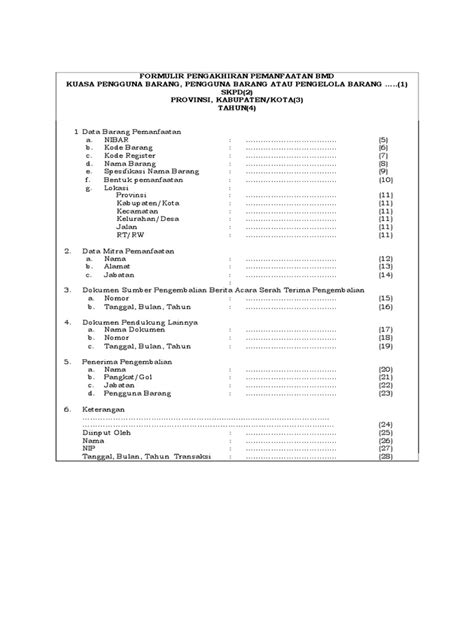 Formulir Pengakhiran Pemanfaatan Bmd Pdf