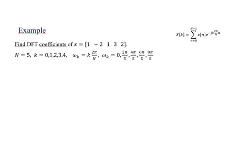 solved examplefind dft coefficients of