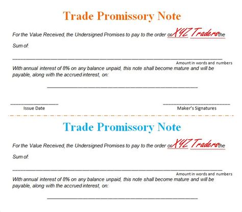 Note Payable Template Word