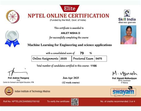 Thrilled To Share That Ive Successfully Completed The Nptel Course On Machine Learning For