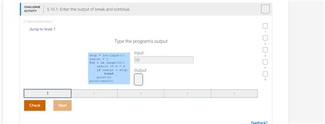 solved challenge activity 5 10 1 enter the output of break