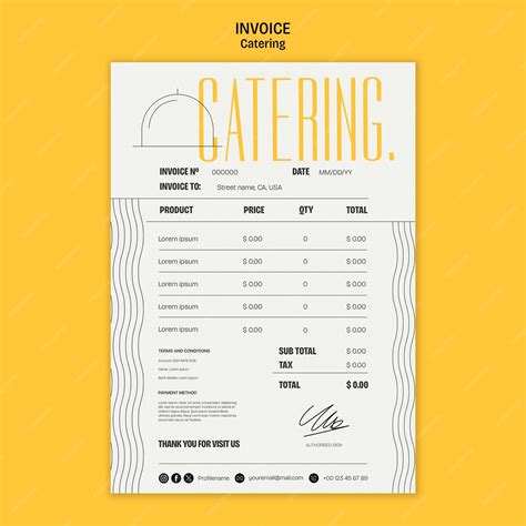 Free Psd Flat Design Catering Service Invoice Template