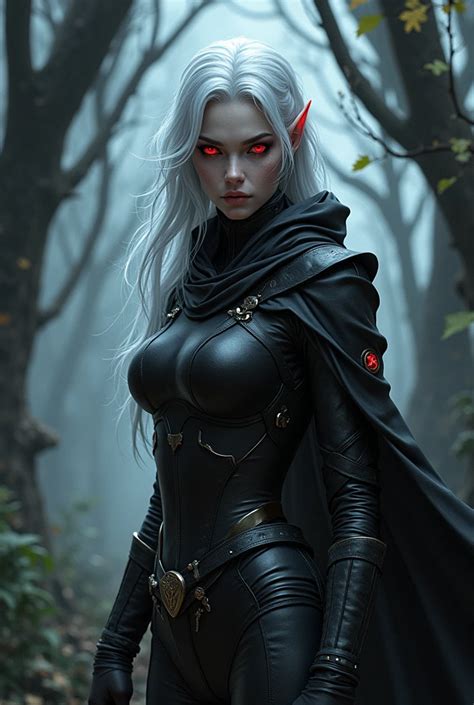 Female Dark Elf Assassin With Red Eyes Fantasy Seaart Ai
