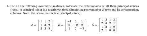 Solved 1 For All The Following Symmetric Matrices