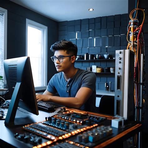 A Male Civil Engineer Using Computer For Design 3d Model House On