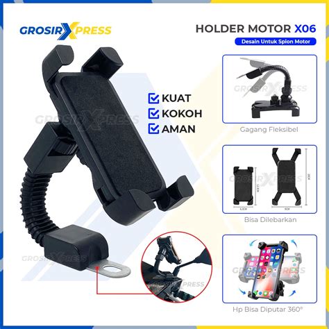Jual Phone Stand Holder Motor Penyangga Hp Penahan Dudukan Handphone SPION Di Motor Anti Slip