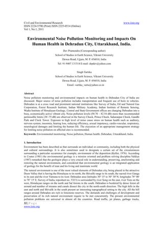 Environmental Noise Pollution Monitoring And Impacts On PDF