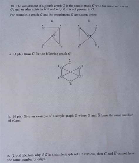 solved 13 the complement of a simple graph g is the simple