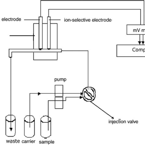 Schematic Diagram Of The Flow Injection Potentiometric System Download Scientific Diagram