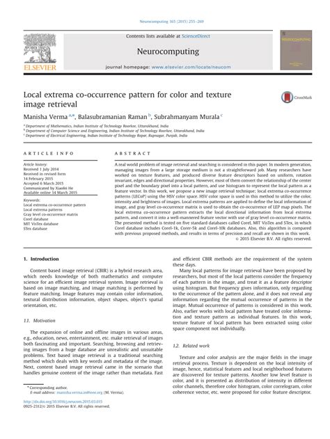 Pdf Local Extrema Co Occurrence Pattern For Color And Texture Image