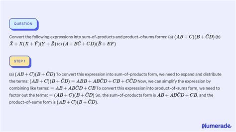 ⏩SOLVED:Convert the following expressions into sum-of-products and… | Numerade