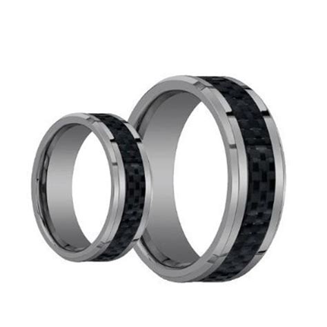 His And Hers 8mm6mm Tungsten Carbide Wedding Band Ring Set With Black