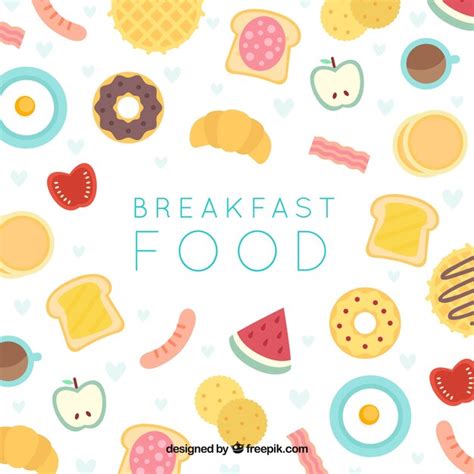 Завтрак фон с плоским дизайном Бесплатно векторы