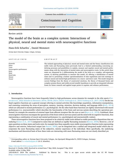 pdf the model of the brain as a complex system interactions of physical neural and mental