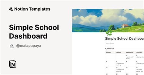 Simple School Dashboard Template Notion Marketplace Simple School Dashboard Template Notion Marketplace